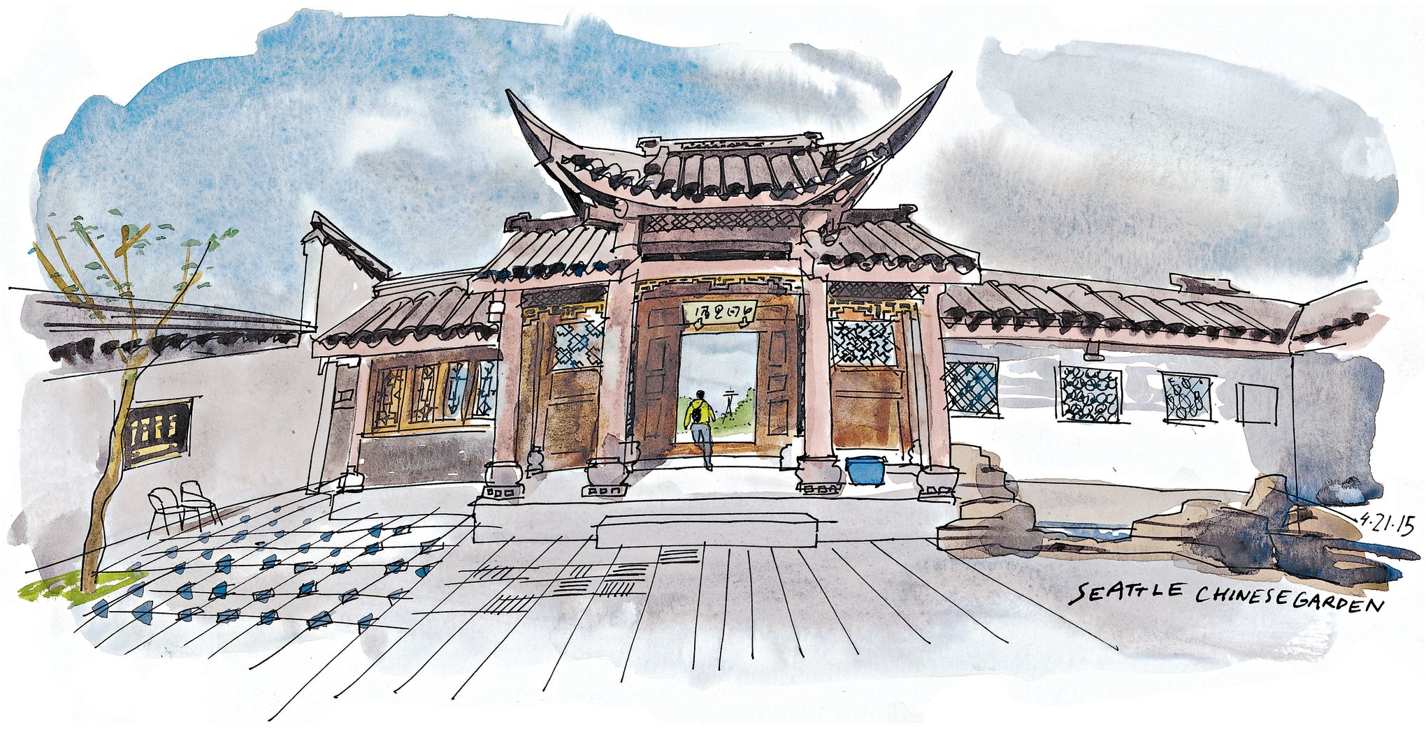 Chinese Garden Drawing