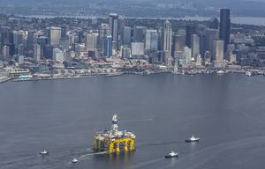 More protests planned after giant oil rig muscles in | The Seattle Times