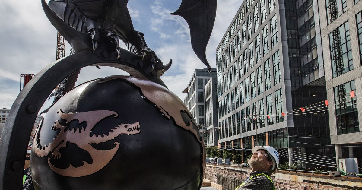 Here be dragons: Creature lands at Seattle building site | The Seattle ...