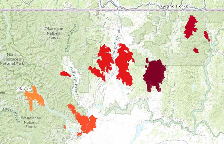 Washington Wildfires Map 2015 Where Are The LA Fires Still Burning,