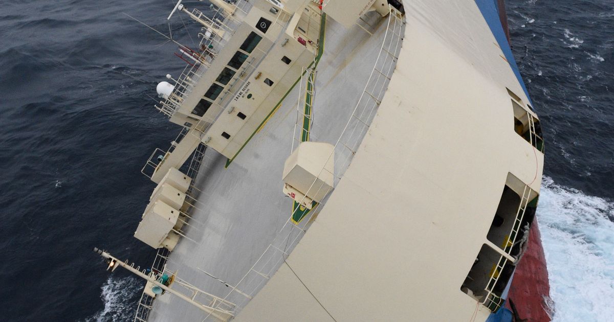 Capsized cargo ship tossed by rough seas off French coast | The Seattle ...
