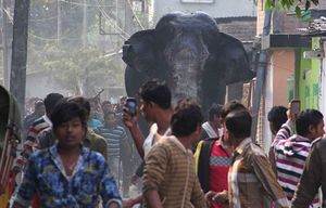 Elephant rampages in east Indian town, smashing homes | The Seattle Times
