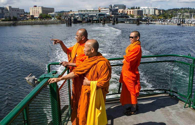Visiting monks sail Puget Sound on a ferry | The Seattle Times
