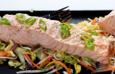 Recipe: Green Tea-Poached Salmon with Asian Slaw | The Seattle Times
