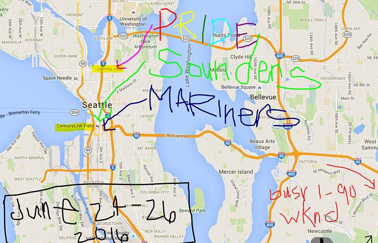 WSDOT tweets ugly, yet brilliant, map of weekend’s nightmare traffic ...