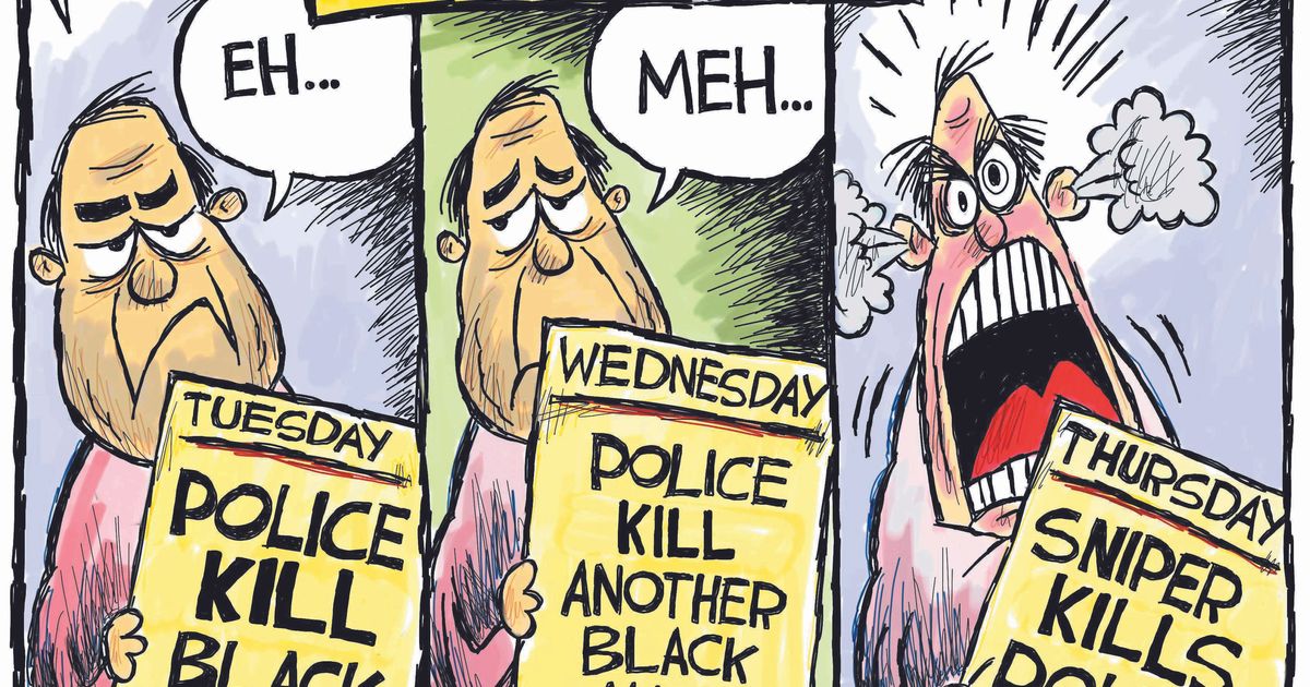 This week’s editorial cartoons: Police shootings, Trump’s VP and ...
