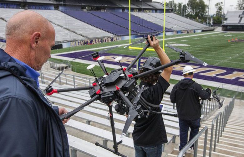 AT&T turns to drones to help keep cell towers humming at Husky Stadium ...