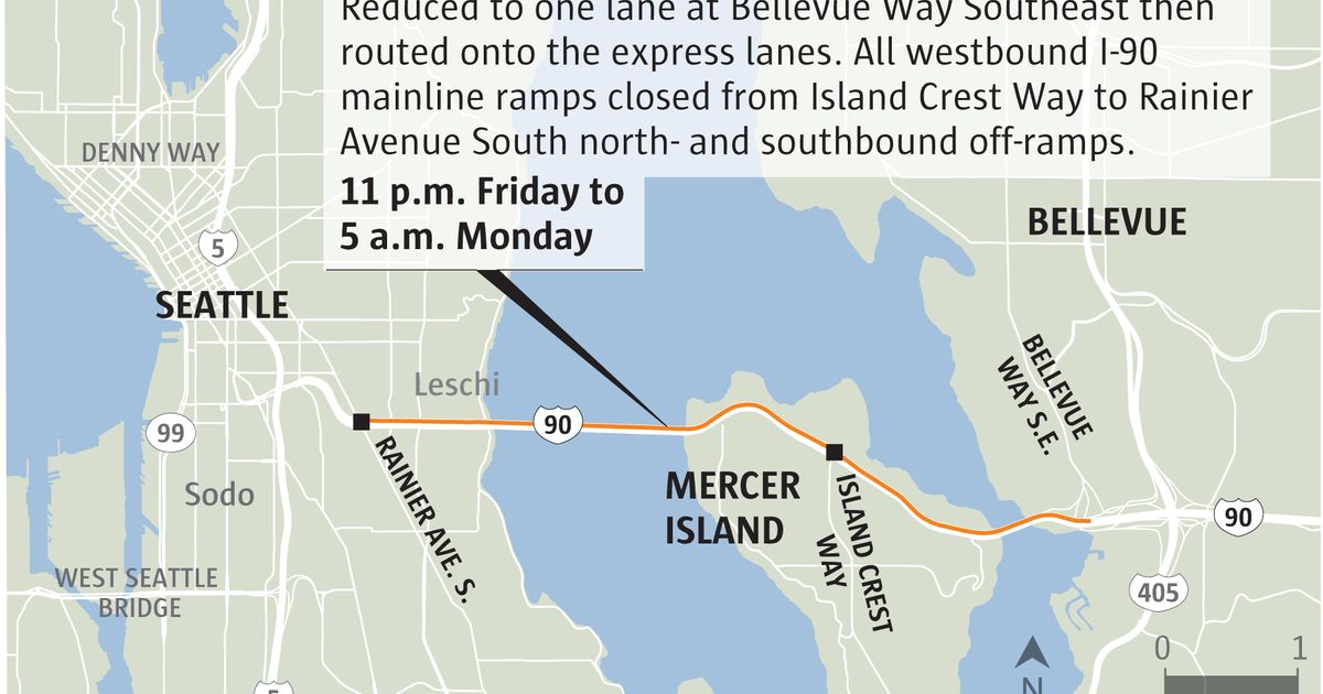 Weekend road work narrows westbound I-90, Bellevue-Seattle | The ...