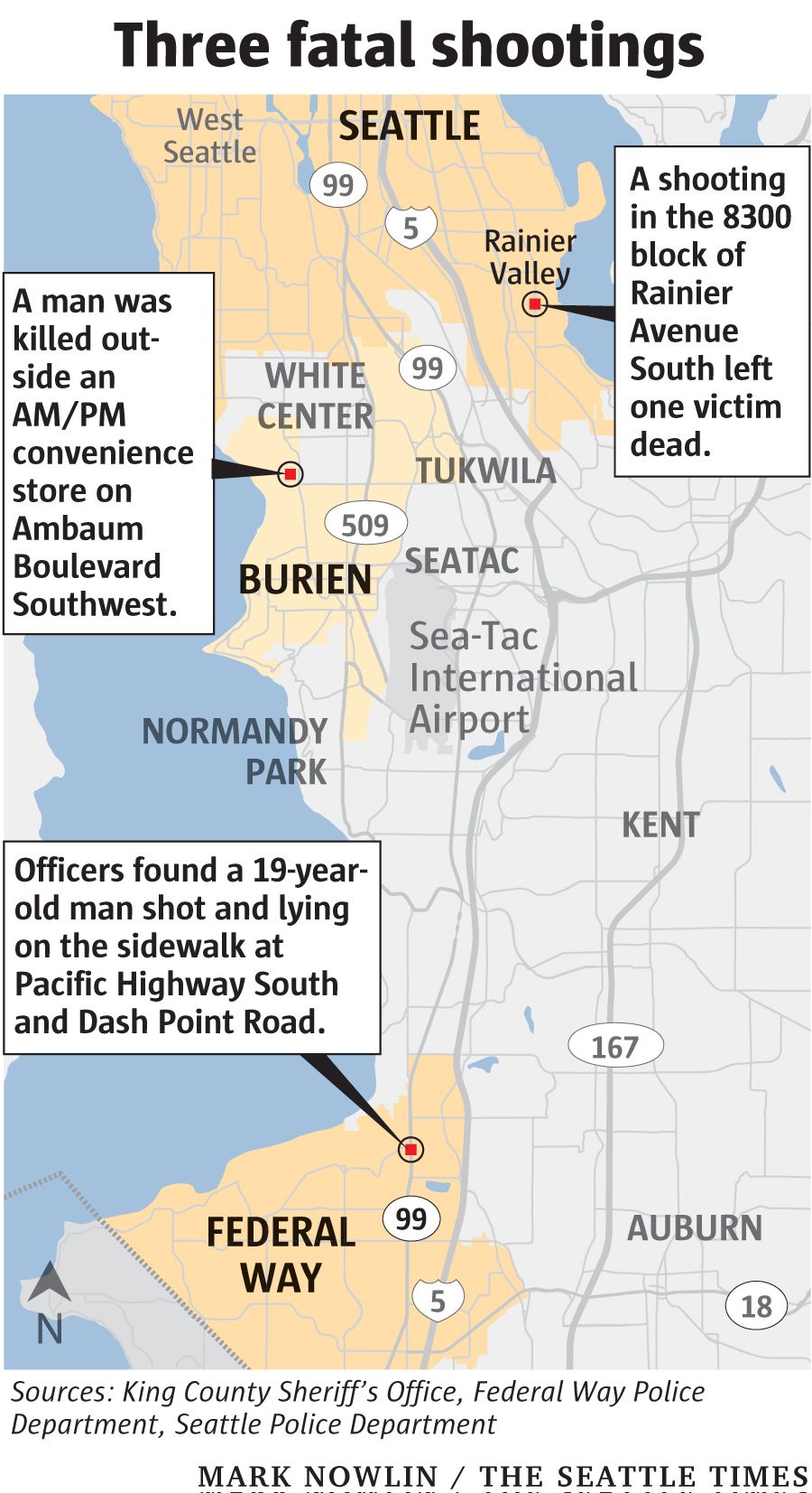 3 killed in Seattle, Burien, Federal Way shootings | The Seattle Times