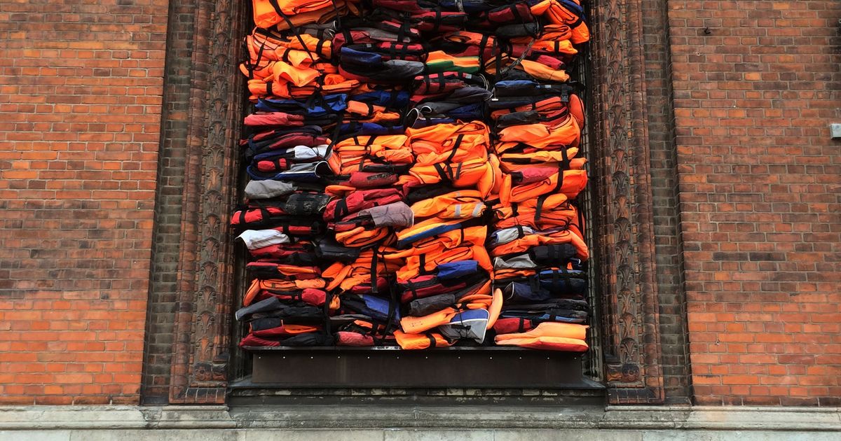 Migrant life jackets turned into artwork in Copenhagen | The Seattle Times