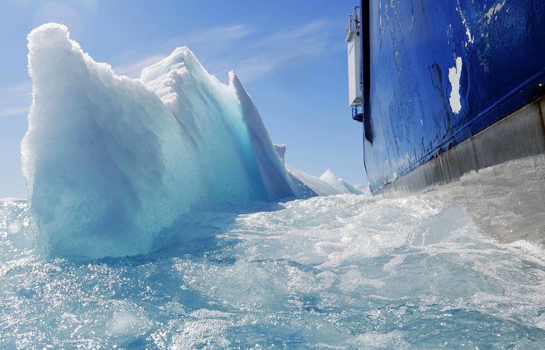 Arctic ice as hard as concrete: An icebreaker leaves behind jagged ...