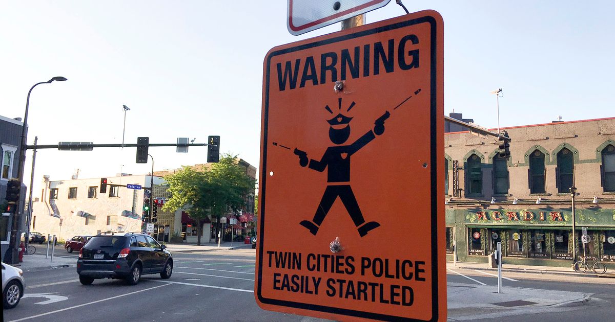 In Minneapolis, fake sign warns of ‘easily startled’ police | The ...