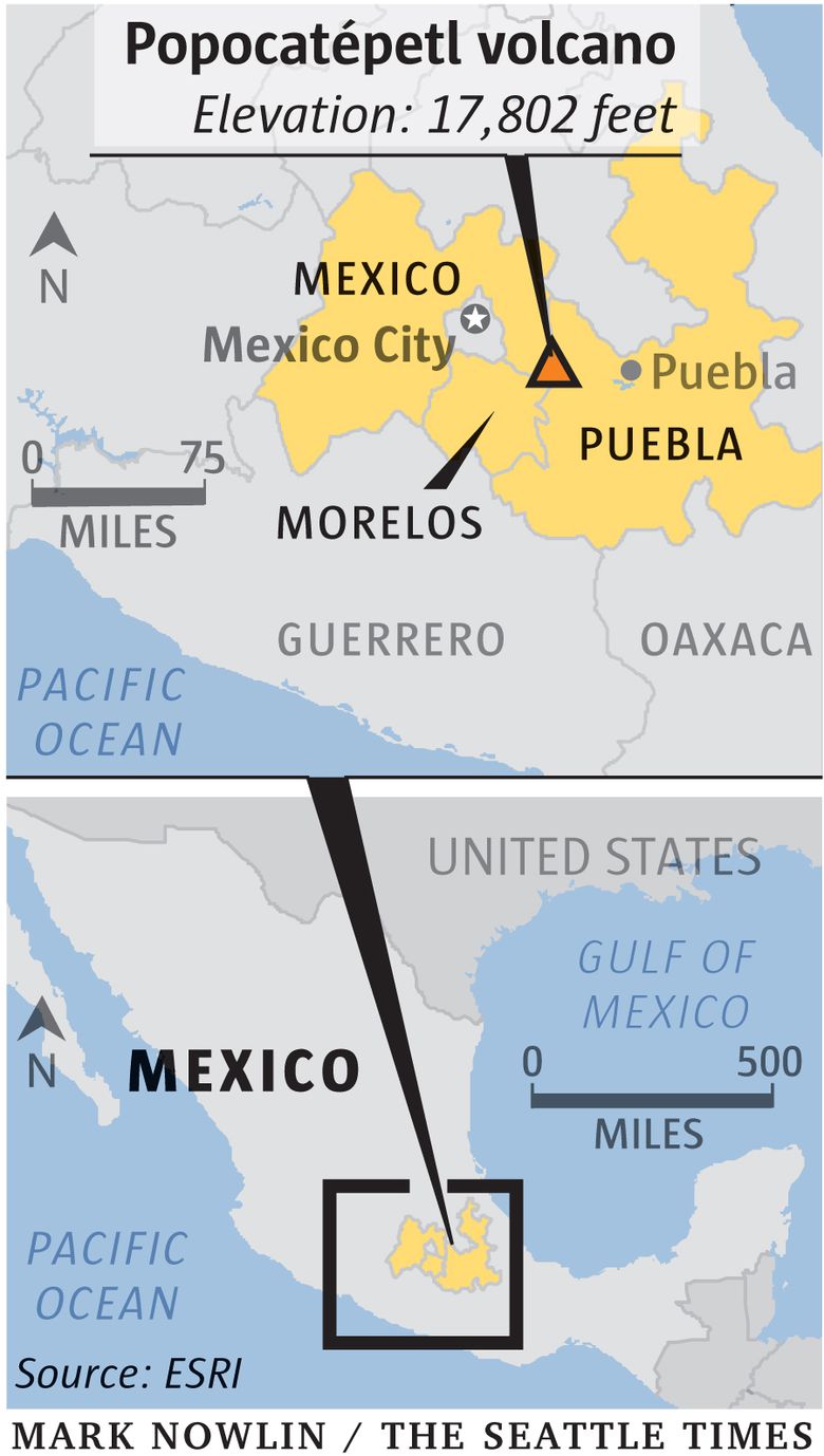 Popocatepetl Volcano Map Showing