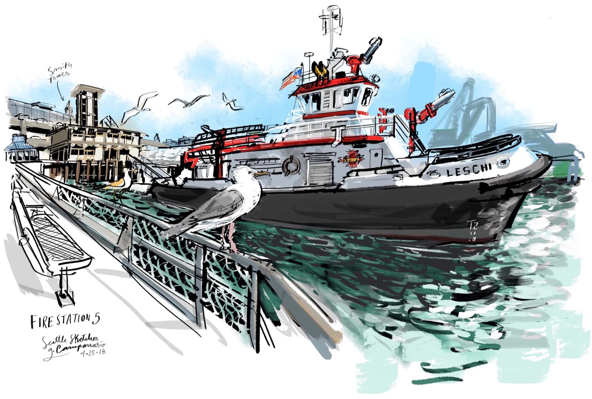 Seattle’s biggest fireboat is back at its dock as Fire Station 5 ...