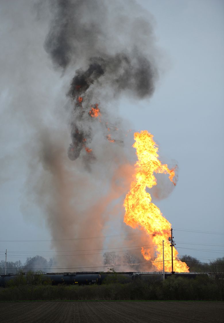 Crews battle fire at Norfolk Southern train yard in Ohio | The Seattle ...