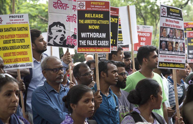 Hundreds protest in India against arrest of rights activists | The ...