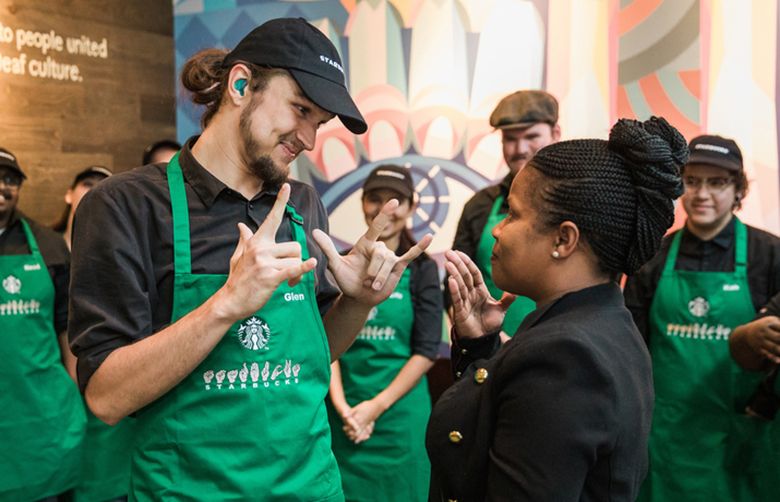 Starbucks opens first U.S. sign language store — with murals, tech pads ...