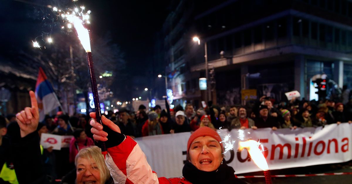 Thousands march through snowy streets for Serbian democracy | The ...