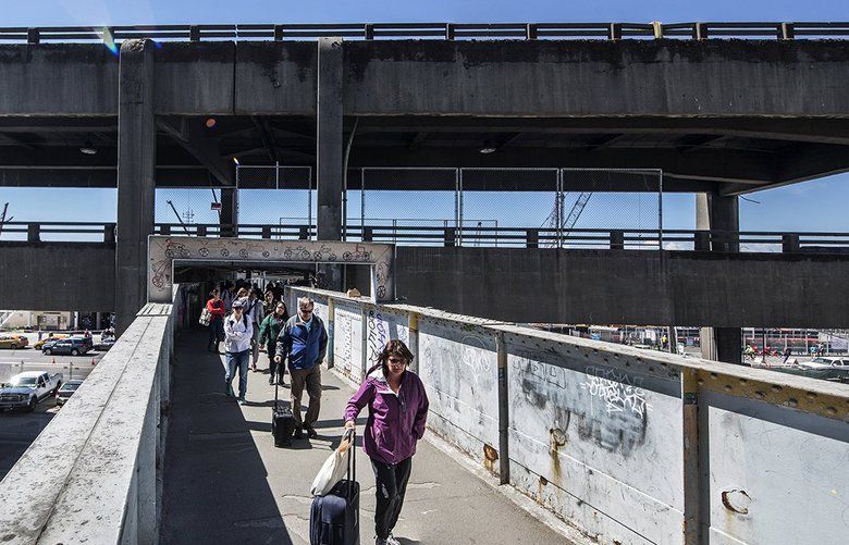 Seattle waterfront detours scramble walk-on ferry riders, bus ...