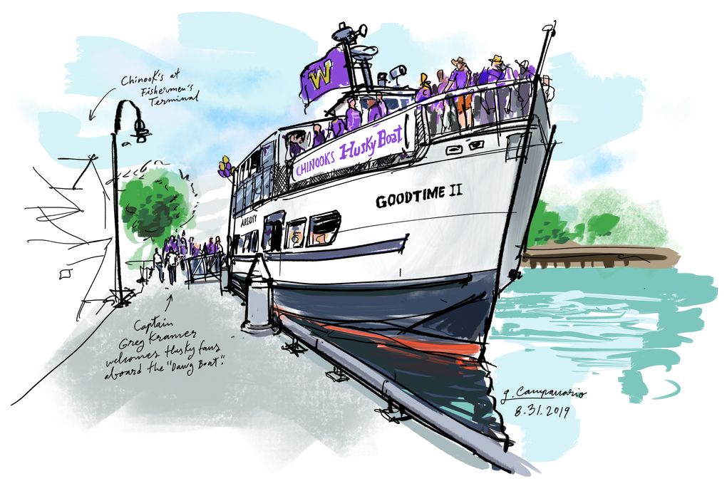 The ‘Dawg Boat’ kicks off the season of sailgating | The Seattle Times