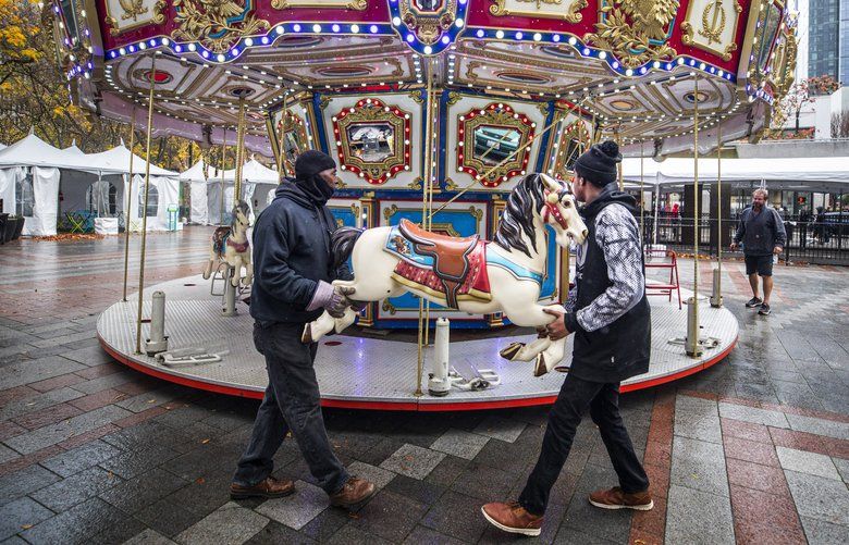 Holiday carousel readied at downtown Seattle’s Westlake Park | The ...