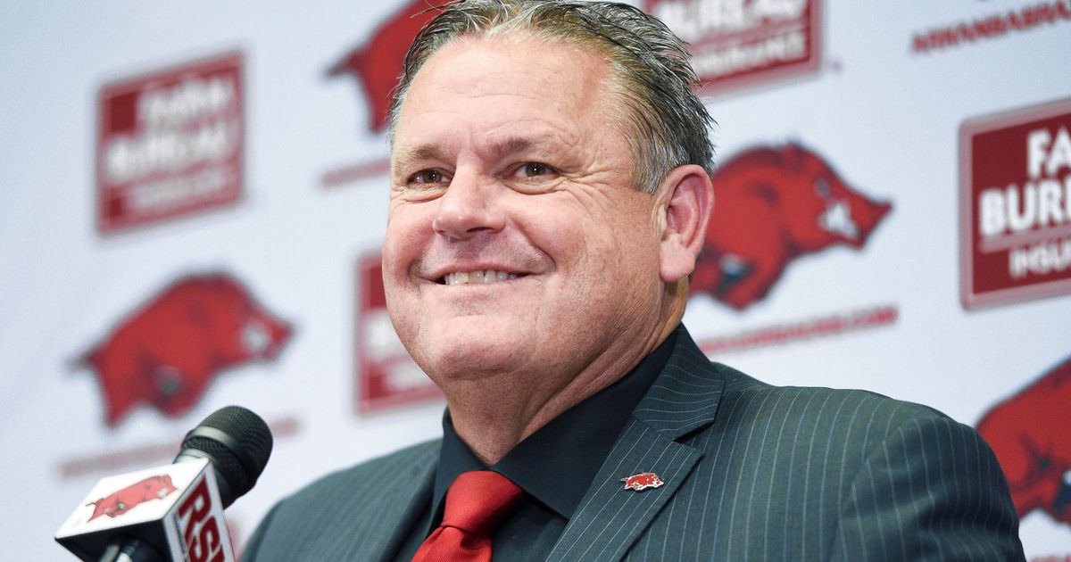 Emotional Pittman introduced as new Arkansas coach | The Seattle Times