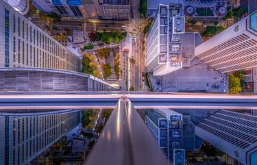 The top of Two Union Square offers an elevated perspective of (way-down ...