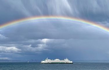 A double rainbow off Bainbridge reminds us how beautiful our area is ...