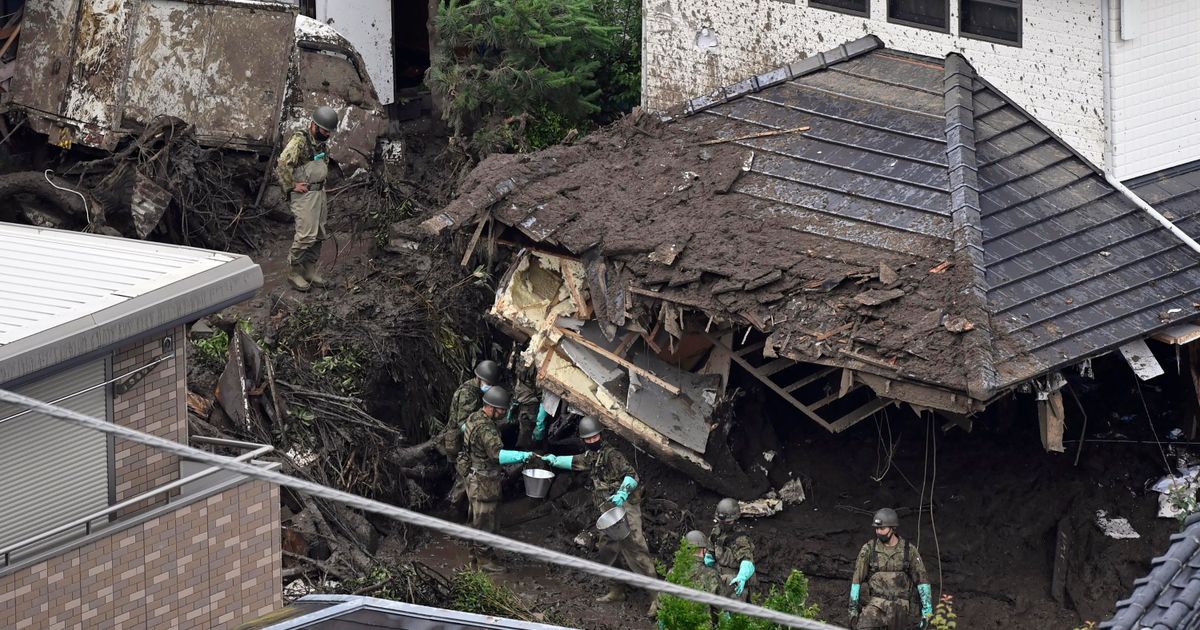 Massive soil mound on slope seen as worsening Japan mudslide | The ...