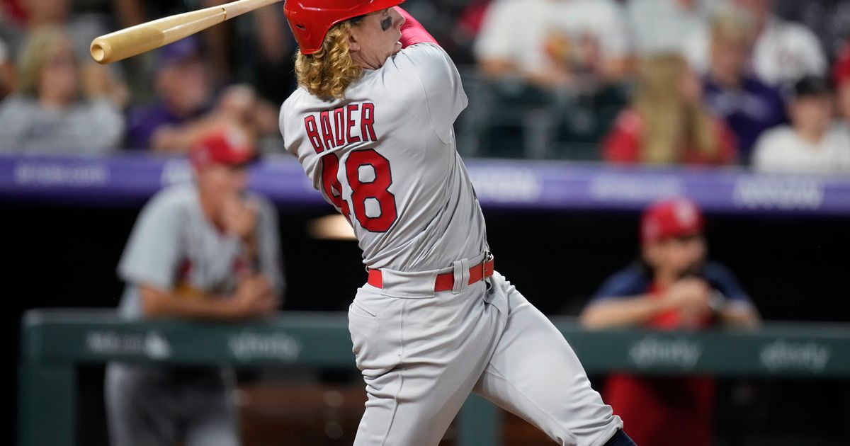 Bader back in swing, slam in 10th carries Cards past Rockies | The ...