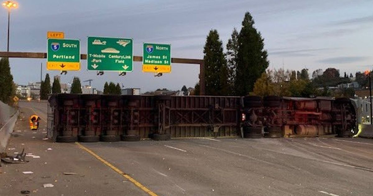 Westbound I-90 lanes near junction with I-5 reopen after closure of ...