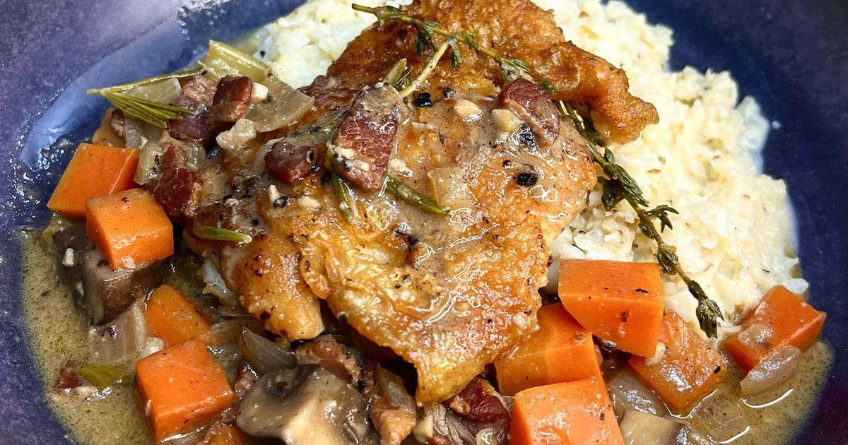 Make this quick and plentiful coq au vin with a bottle of Two Buck ...
