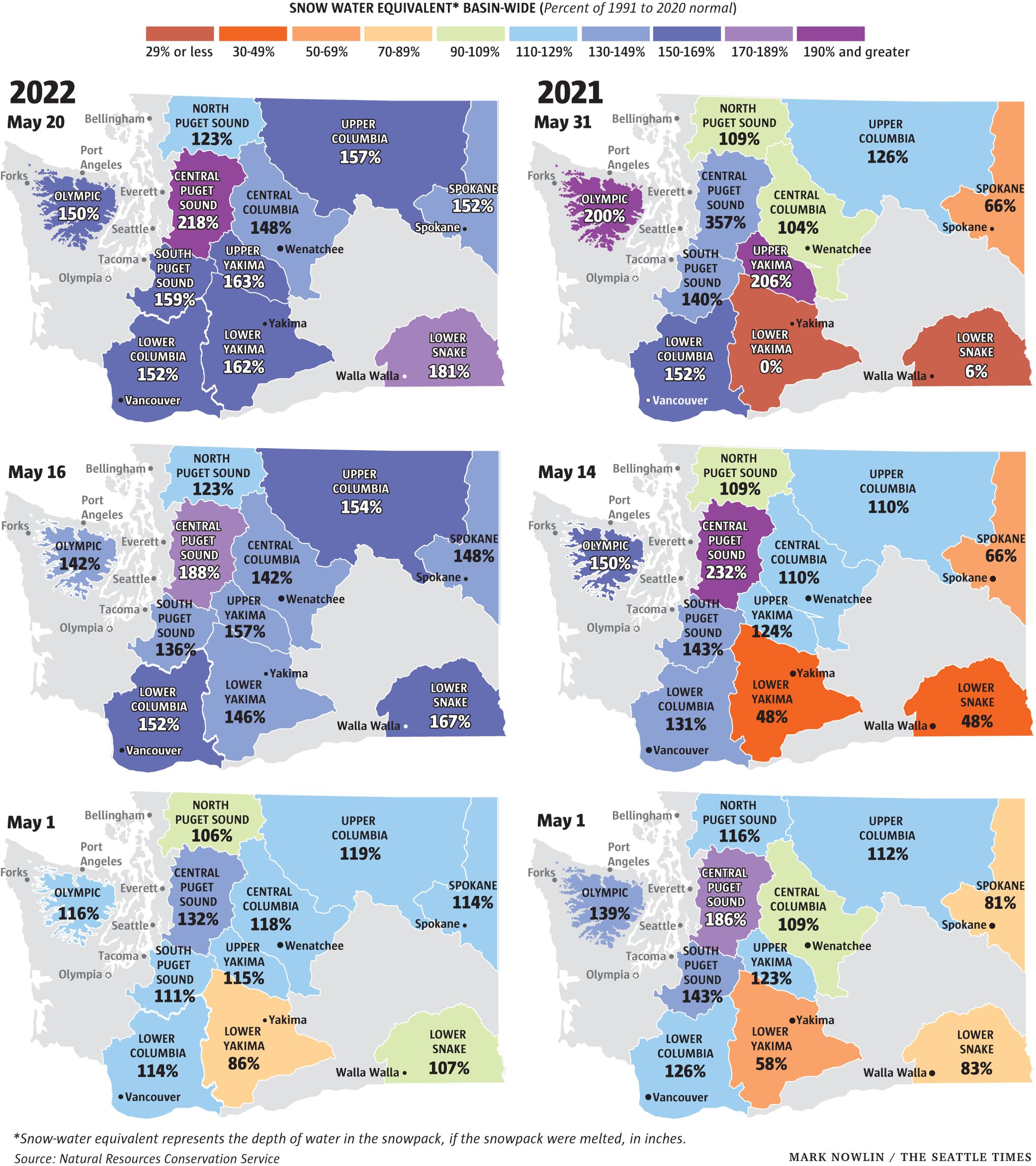 Tracking Washington state’s 2021-22 snowpack through maps and charts ...