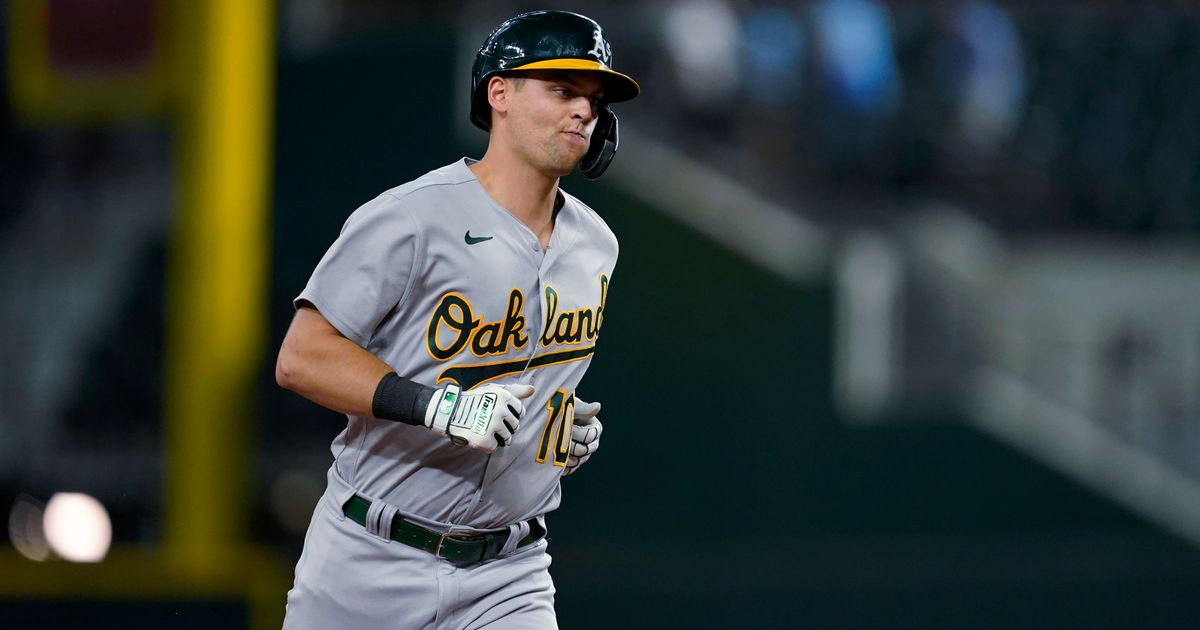 Pinder’s 12th-inning slam lifts A’s over Rangers 14-7 | The Seattle Times