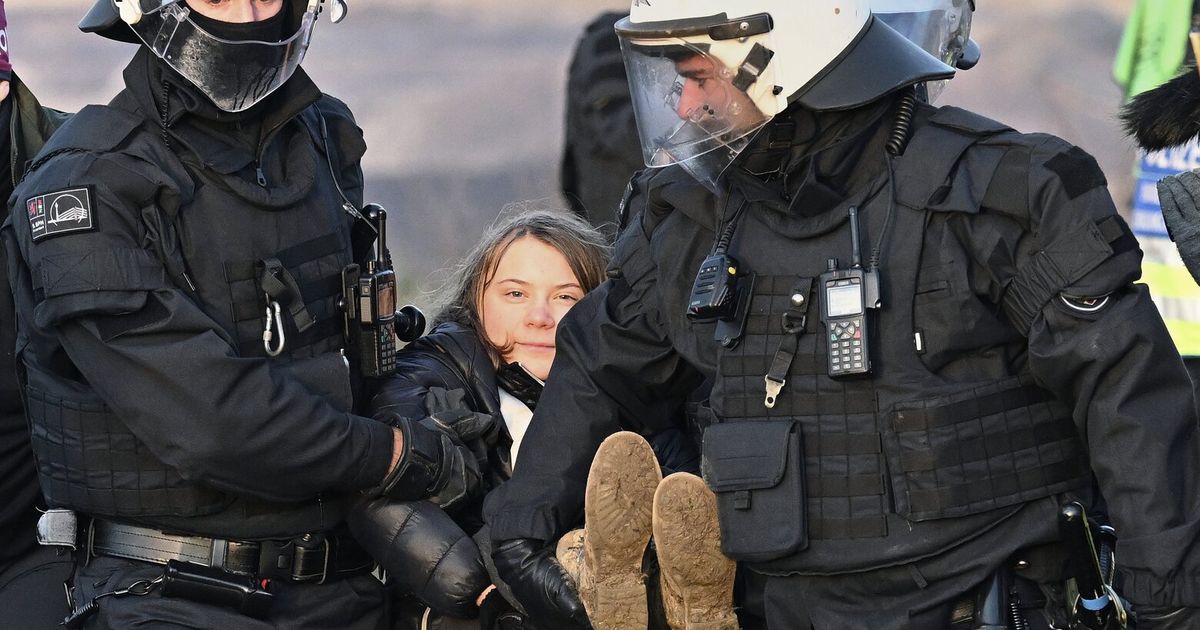 Greta Thunberg carried away by police at German mine protest | The ...