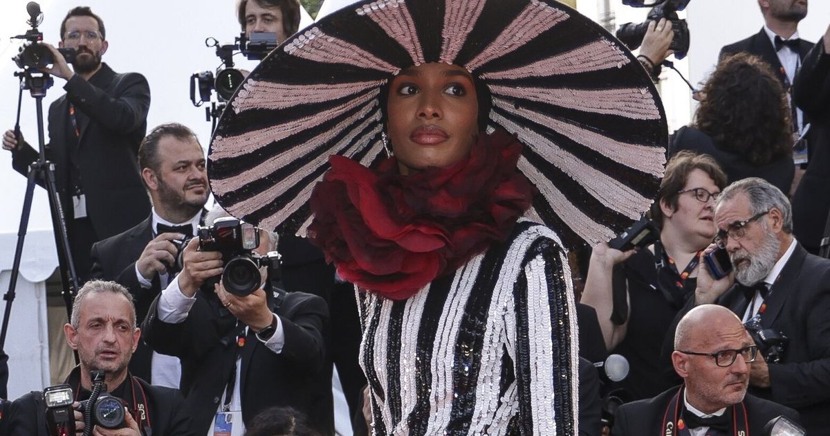 Ikram Abdi closes out Cannes with glittery, stripey ensemble | The ...
