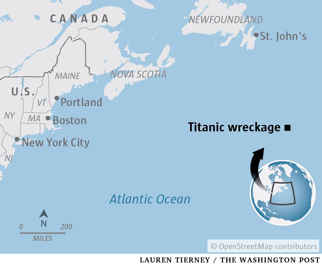Sea map of titanic sinking