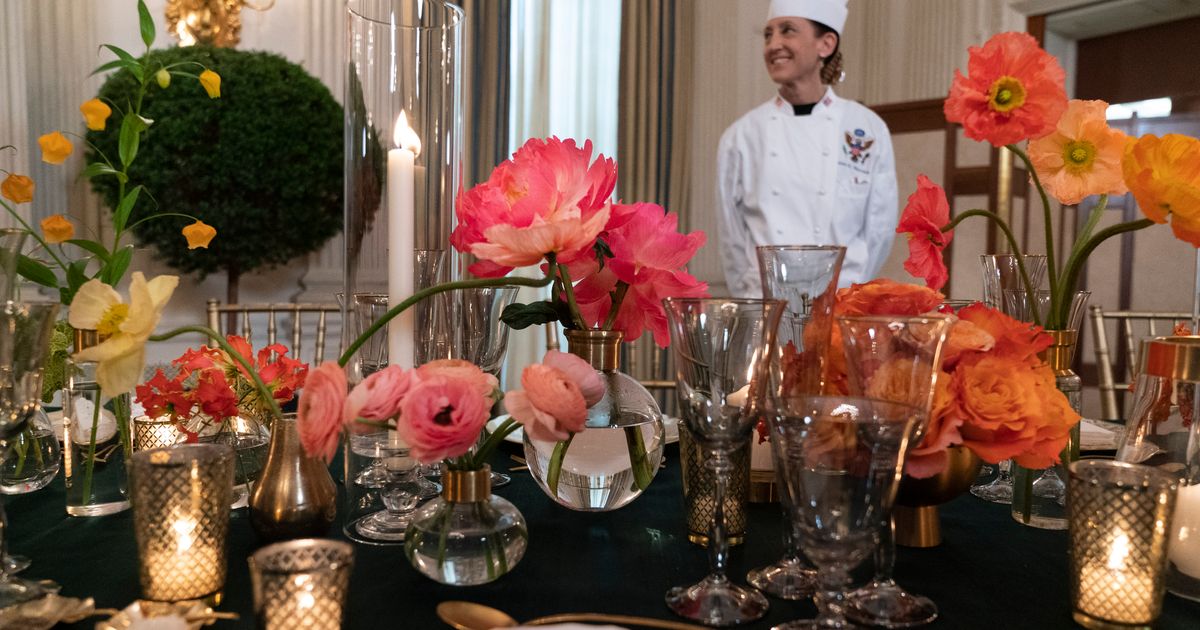 Plant-based courses of millet, stuffed mushrooms on White House state ...