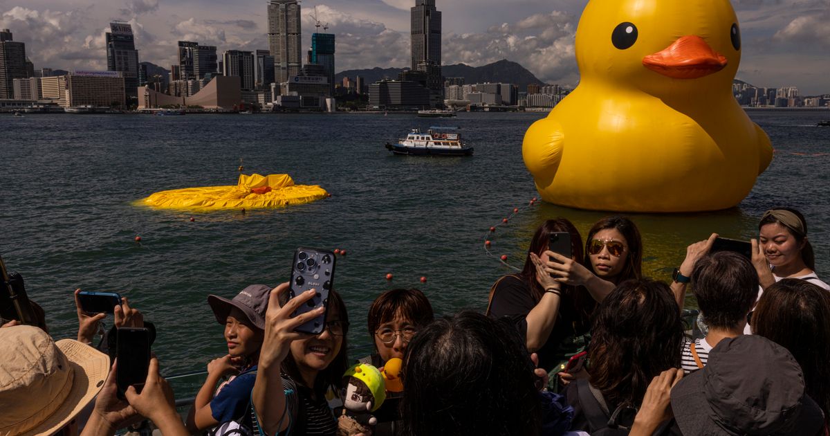 One of 2 giant ducks in Hong Kong’s Victoria Harbor deflates | The ...