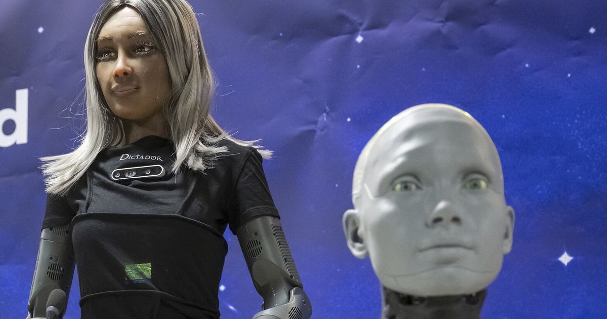 Un Tech Agency Rolls Out Human Looking Robots For Questions At A Geneva News Conference The
