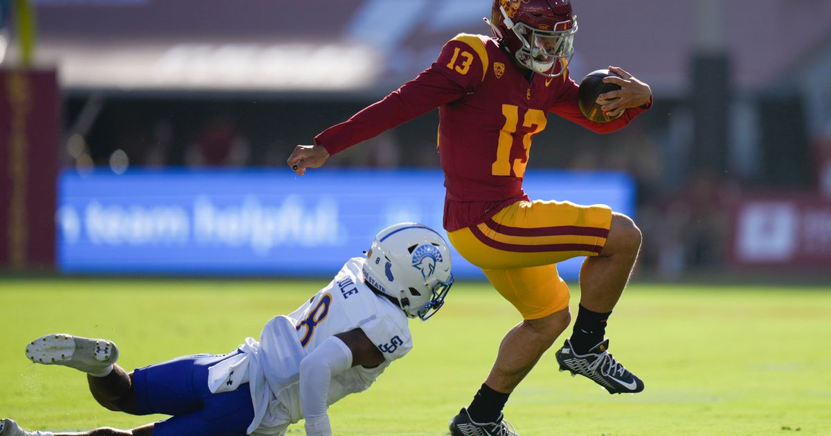 Heisman winner Caleb Williams throws 4 TD passes, leads No. 6 USC past ...