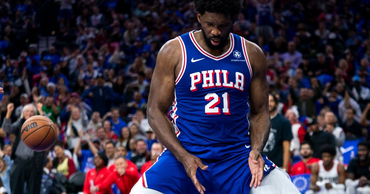 Joel Embiid, Tyrese Maxey drop double-doubles as Harden watches the ...