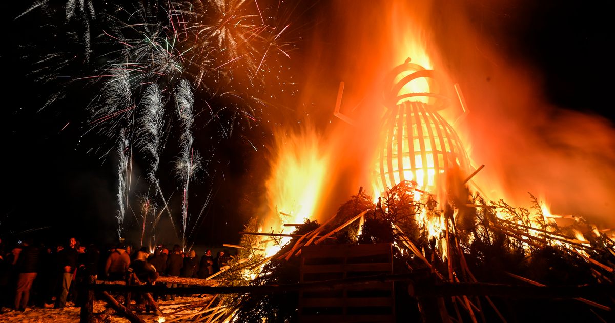 ‘Burn, beetle, burn’: Hundreds of people torch an effigy of destructive ...