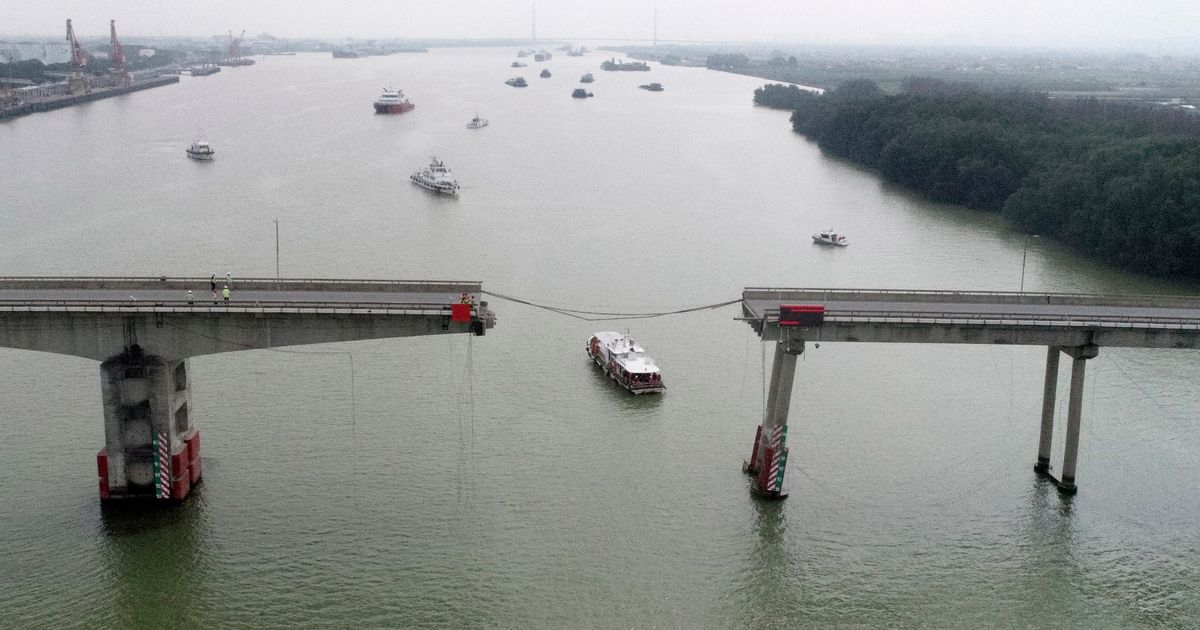 Container ship hits bridge in south China, killing 5 and knocking ...