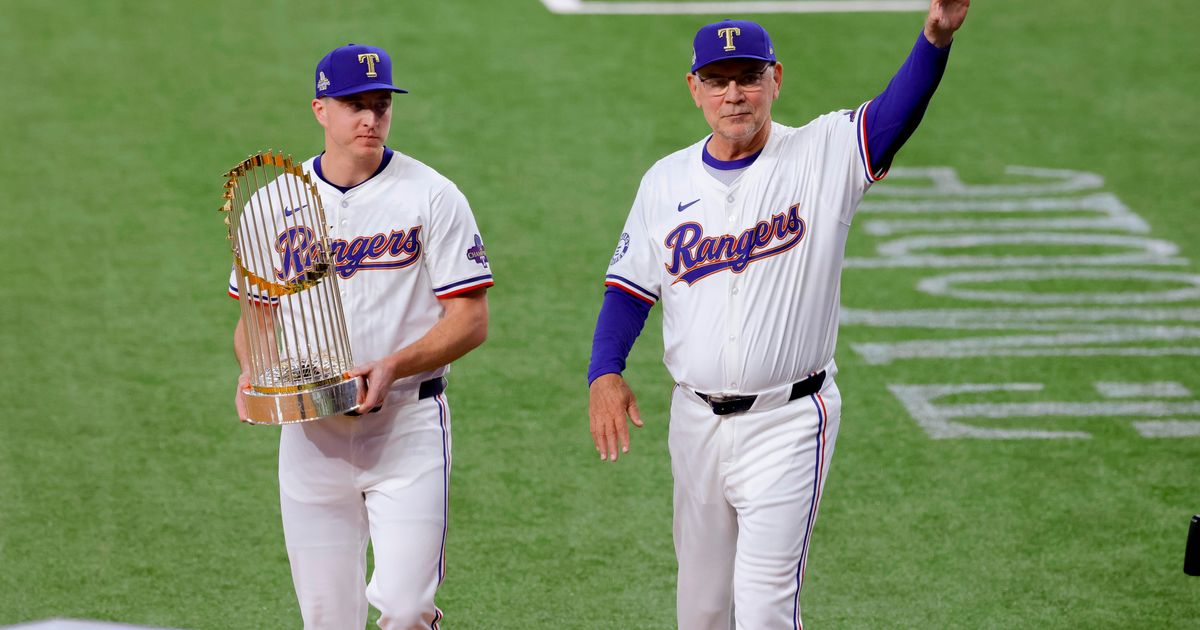 Texas Rangers unfurl franchise’s first World Series championship banner ...