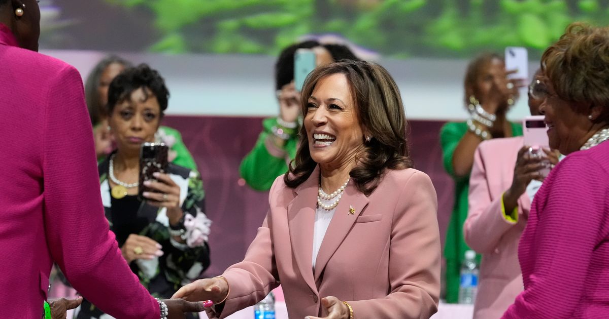 Harris focuses on her personal story, not Biden questions, as she ...