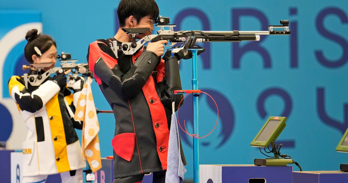China wins the first gold medal of the 2024 Olympics in mixed team air ...