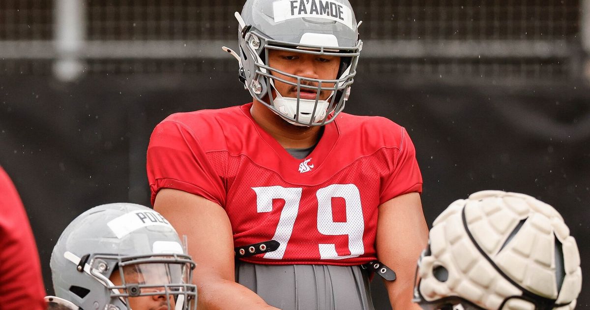 WSU OL Fa’alili Fa’amoe nearing a return from knee injury | The Seattle ...