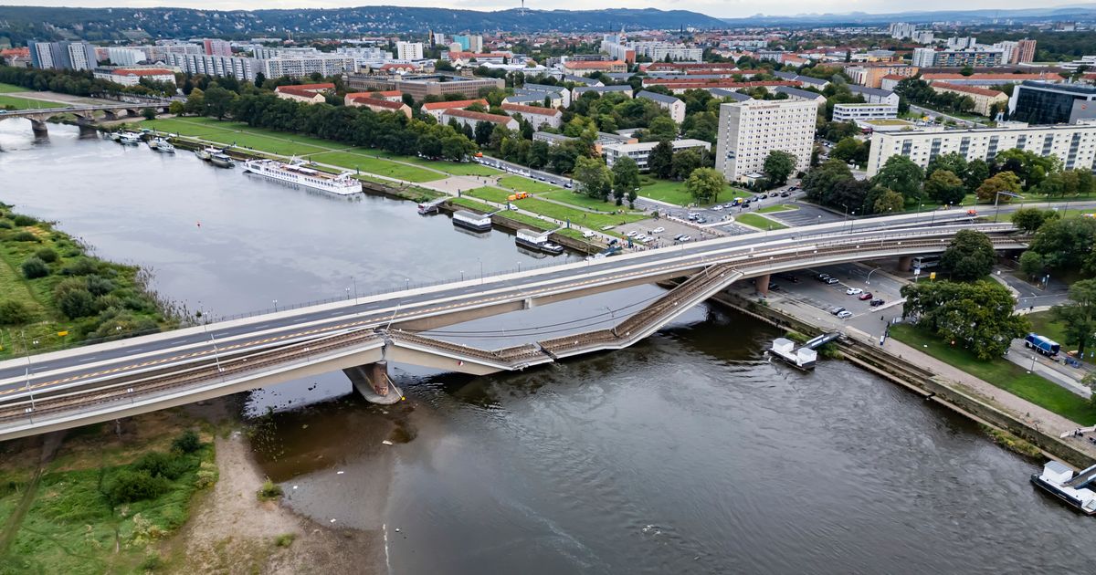 A partial bridge collapse in eastern Germany disrupts traffic. No one ...