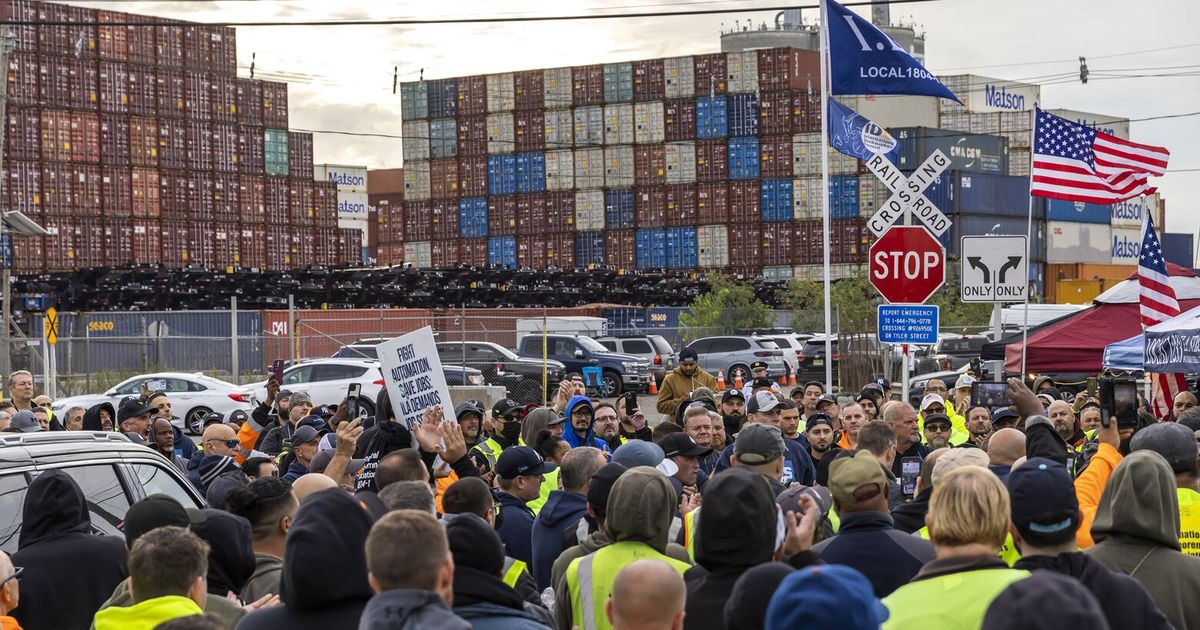 Dockworkers at ports from Maine to Texas go on strike, a standoff ...